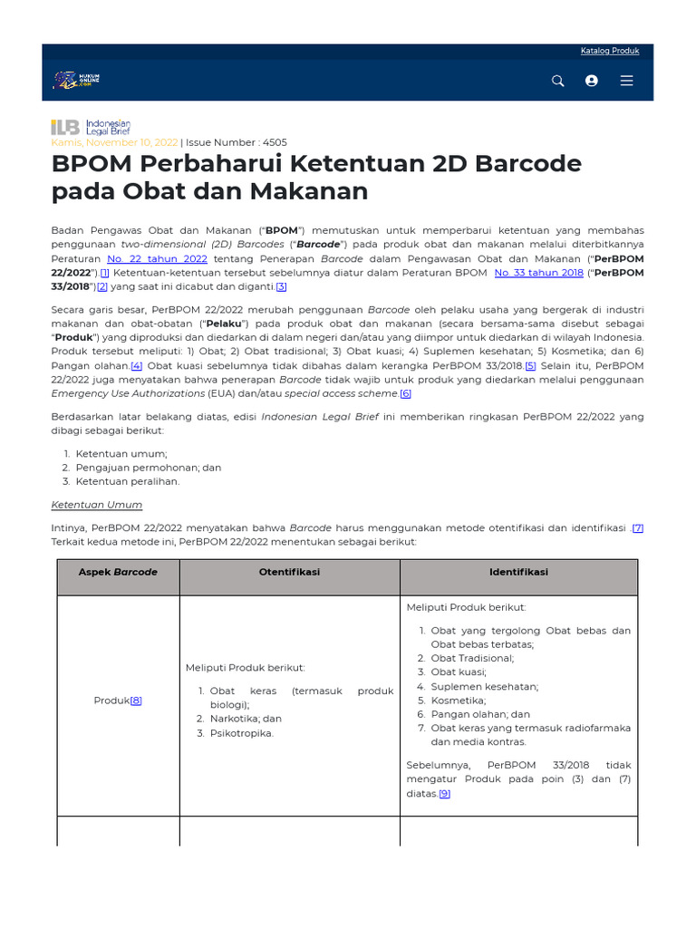 BPOM Perbaharui Ketentuan 2D Barcode Pada Obat Dan Makanan | PDF