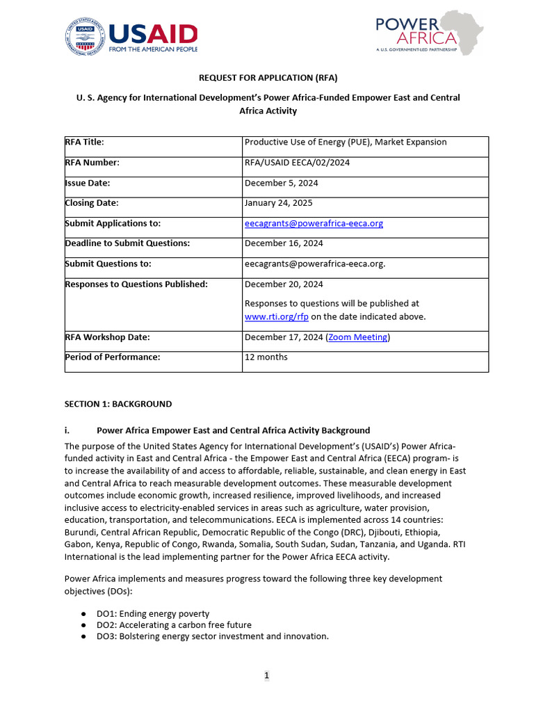 AID 720 674 23 C 000003 EECA Grants - Request For Application English ...