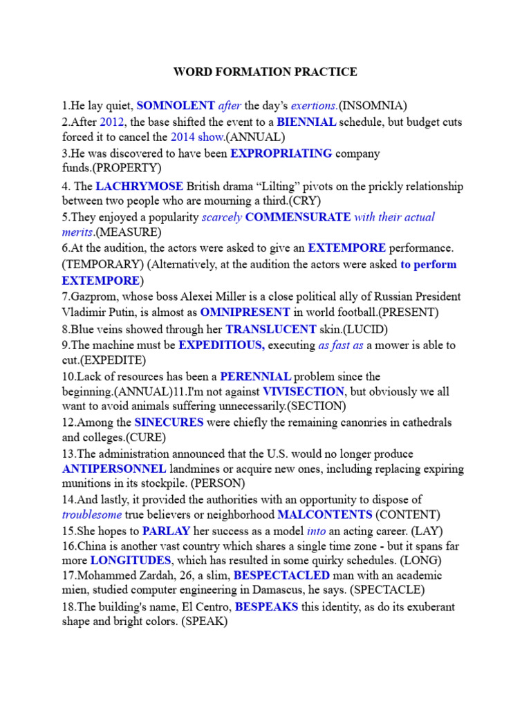 Word Formation Practice for Advanced (44 Trang) Ôn Thi Học | PDF | Crusades