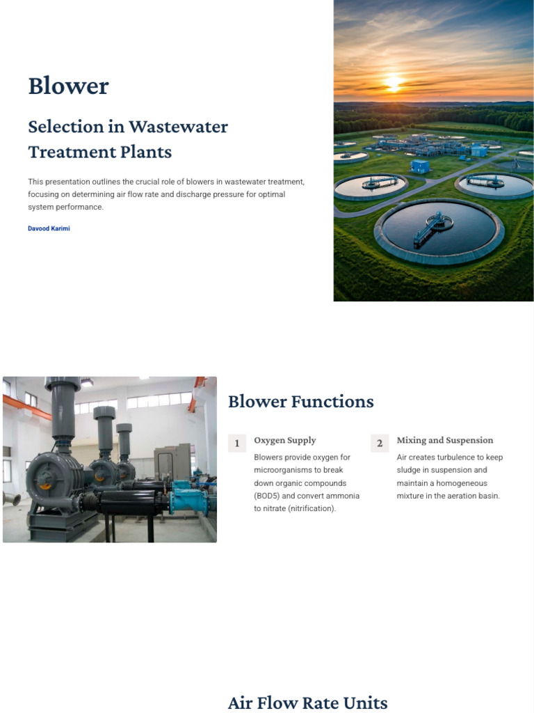 Blower Selection for WWTP Efficiency | PDF | Sewage Treatment | Flow ...