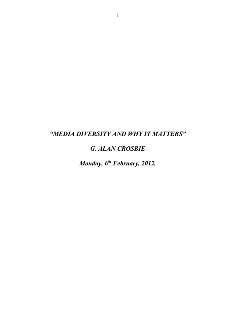 Alan Crosbie's Speech - Media Diversity and Why It Matters | PDF ...