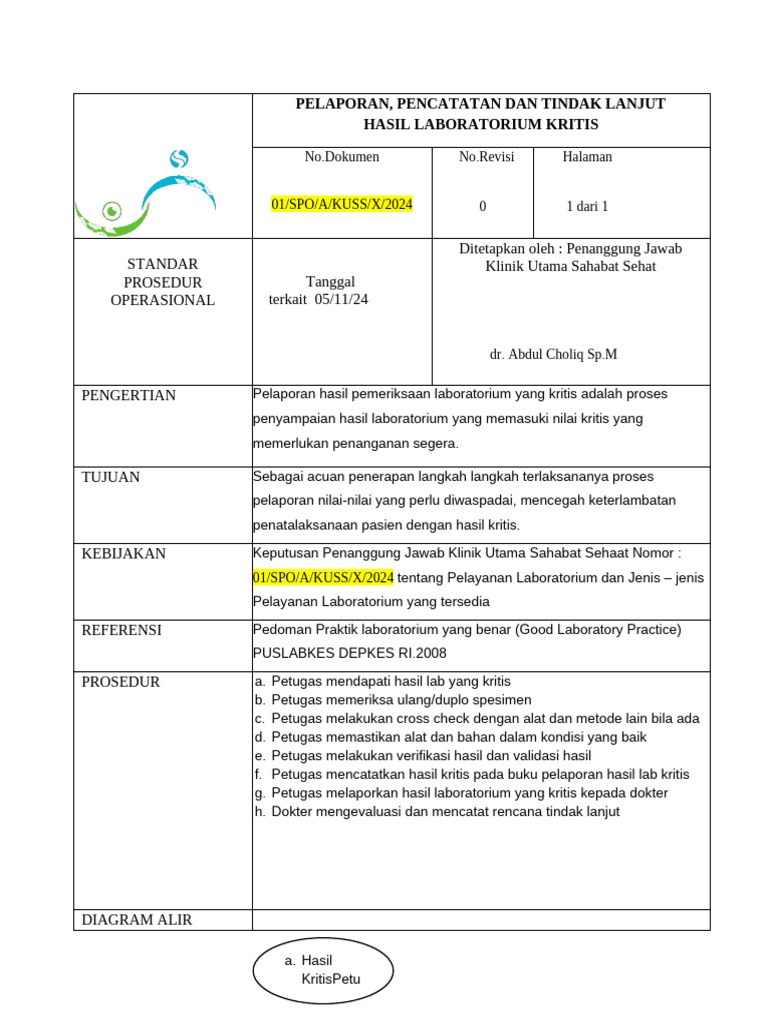 2.2.2 SPO PELAPORAN, PENCATATAN, DAN TINDAK LANJUT HASIL LABORATORIUM ...