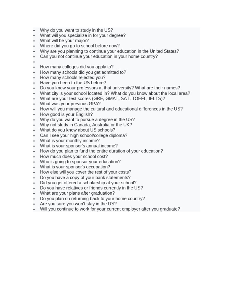 Usa Visa Question | PDF
