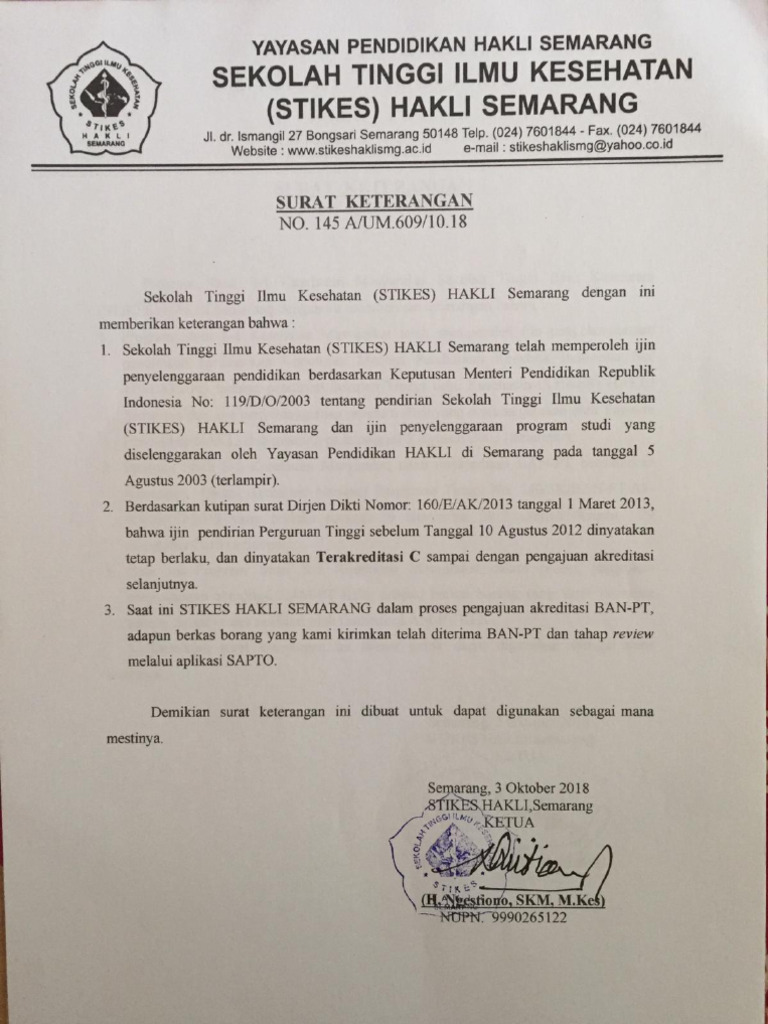 01SERTIFIKAT-AKREDITASI-STIKES | PDF