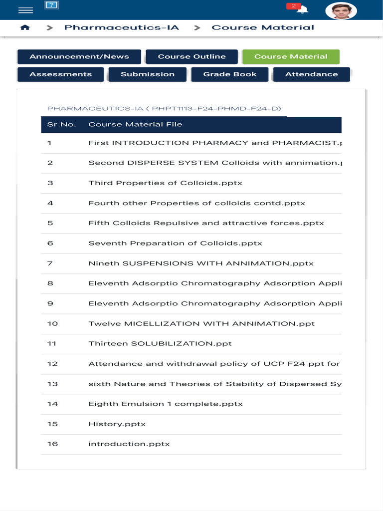 Pharmaceutics-IA Course Material | PDF