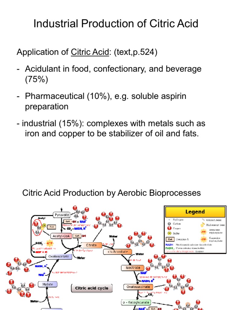 Comparing the Industrial Production Processes of Citric Acid and ...