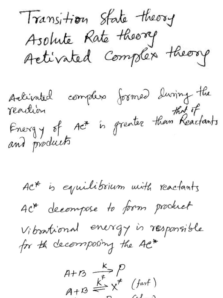 Activated Complex Theory | PDF