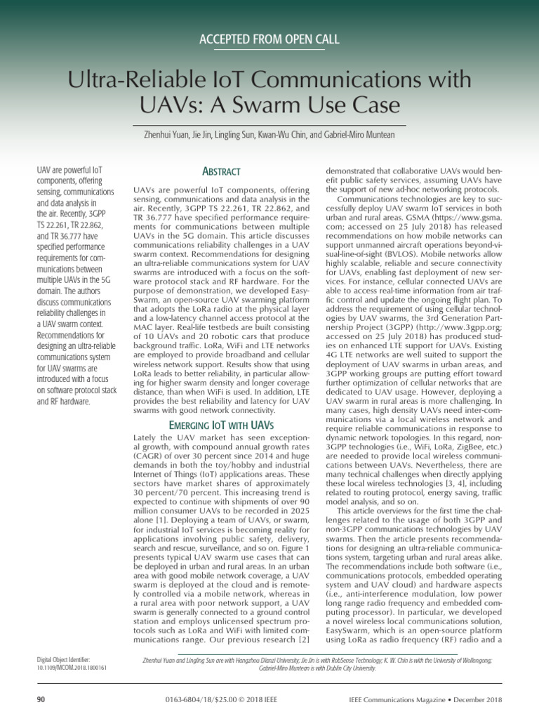 Ultra-Reliable IoT Communications With UAVs A Swarm Use Case Compressed ...