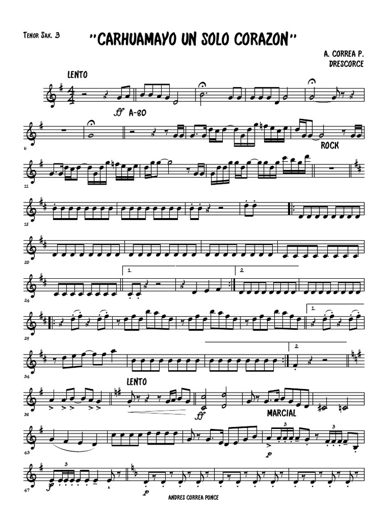 UN SOLO CORAZON CARHUAMAYO 2 Tenor Sax. 3 1 | PDF