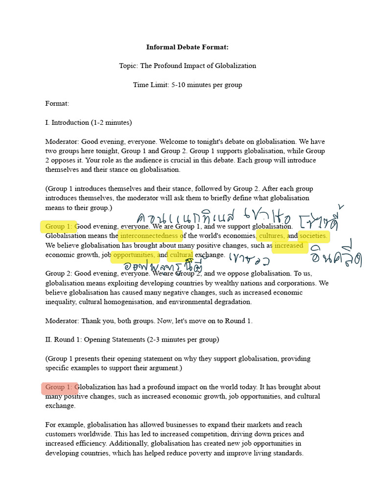 Informal Debate Format 240807 113006 | PDF | Globalization | Developing ...