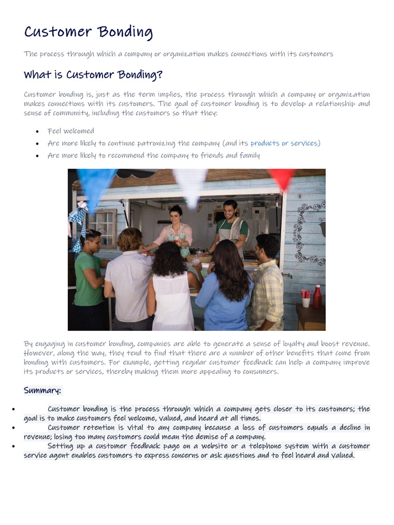 CUSTOMER BONDING | PDF | Customer | Employee Retention