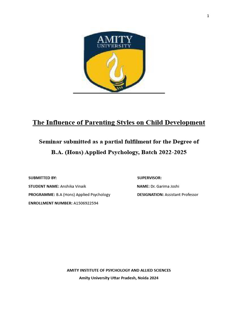 NTCC Final Report (Sem 5) | PDF | Parenting | Self Esteem