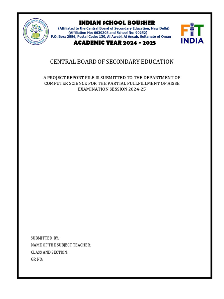 Grade X Project Report File 2024 25 | PDF | Databases | Computing