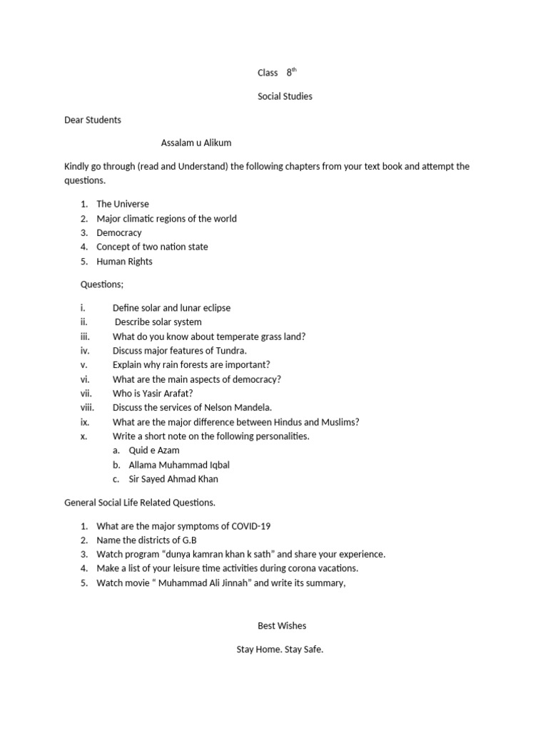 8th Grade Social Studies Study Guide | PDF