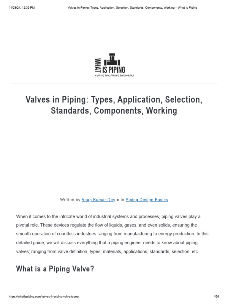 Understanding Field Valves in Piping | PDF | Valve | Pipe (Fluid ...