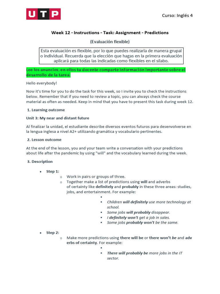 (AC-S12) Week 12 - Task Assignment - Predictions | PDF | Linguistics ...
