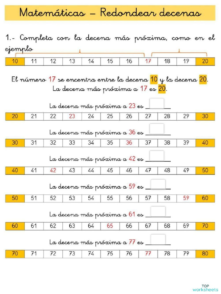 Redondear Números A La Decena | PDF