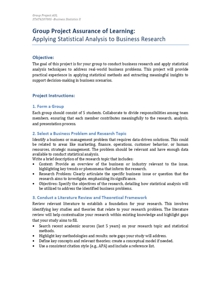 STAT6207005 - Business Statistics II - Business - Statistics - Group ...
