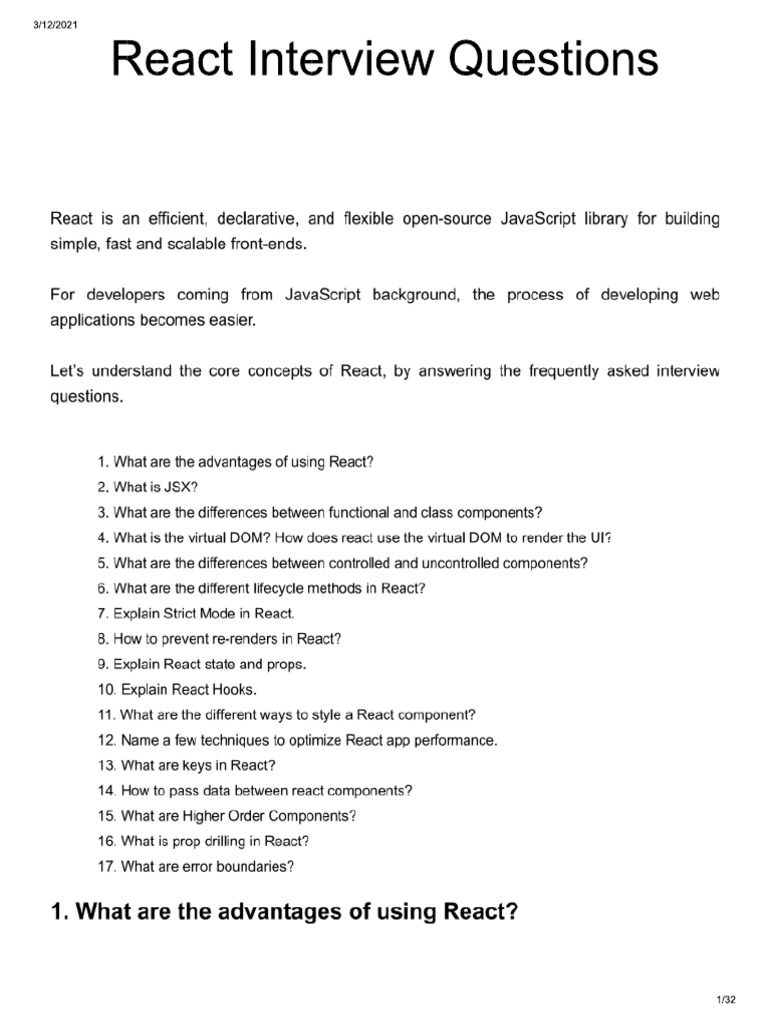 React_Interview_students | PDF