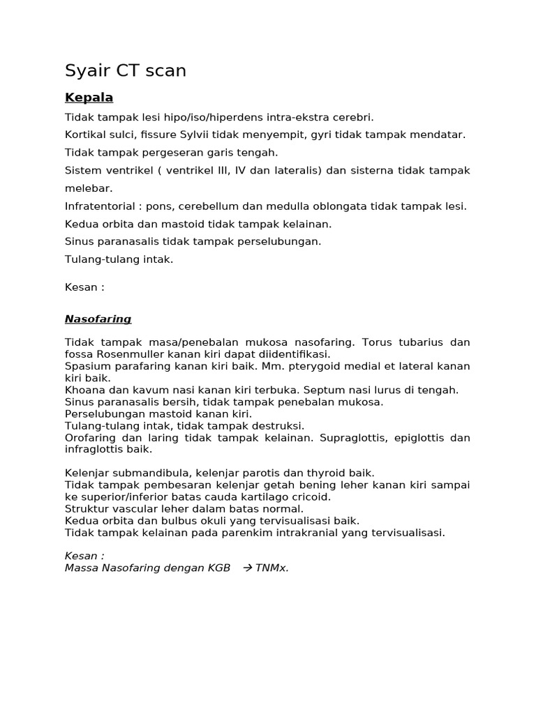 Syair CT scan | PDF