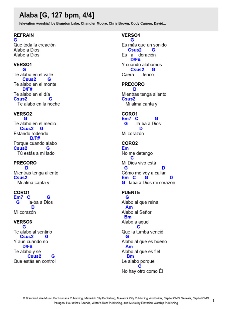 Alaba: Himno de Adoración | PDF | Musica cristiana | Músicos