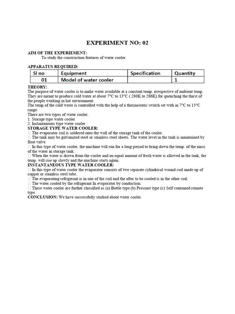 EXPERIMENT NO 2 and 3 | PDF | Air Conditioning | Thermostat