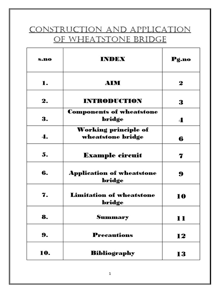 Wheatstone Bridge Project for Class 12 | PDF | Resistor | Electrical ...