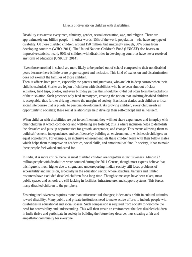 Effects of Diversity On Children With Disabilities | PDF | Social ...