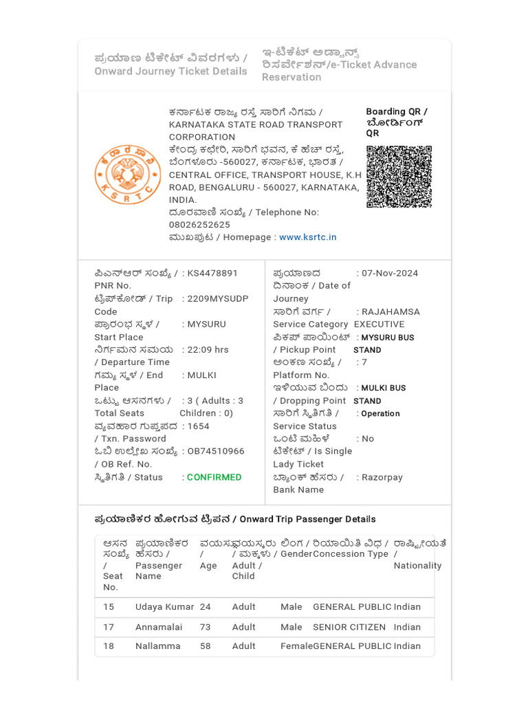 Karnataka State Road Transport Corporation - KSRTC | PDF