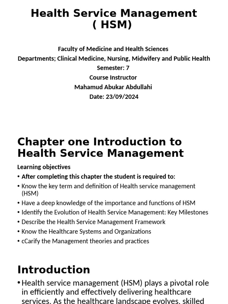Introduction to Health Service Management | PDF | Health Care ...