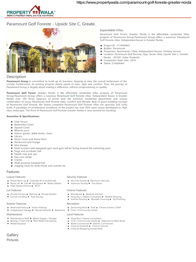 Paramount Golf Foreste Greater Noida.j119049601 | PDF