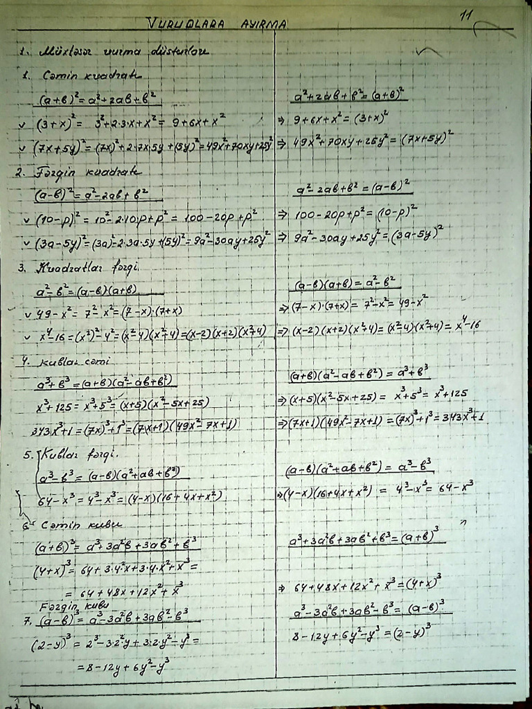Riyaziyyat Konspektler Dusturlar Toplusu | PDF