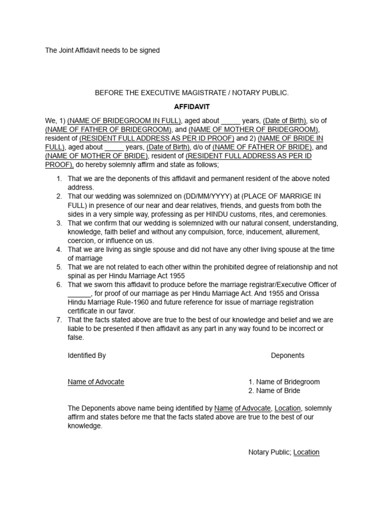 Affidavit Format | PDF