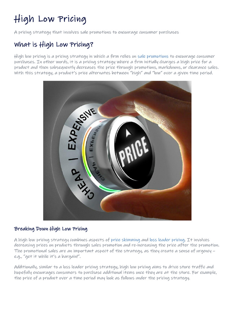 HIGH LOW PRICING | PDF | Pricing | Prices