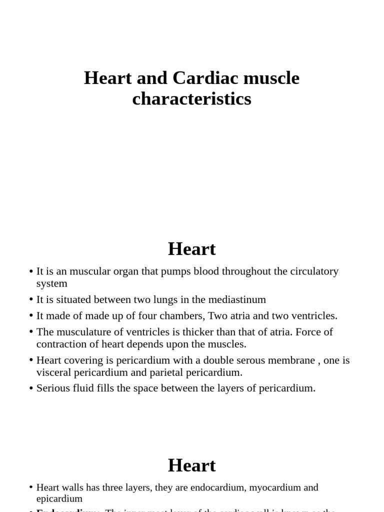 Heart Structure and Cardiac Muscle Functions | PDF | Heart | Cardiac Muscle
