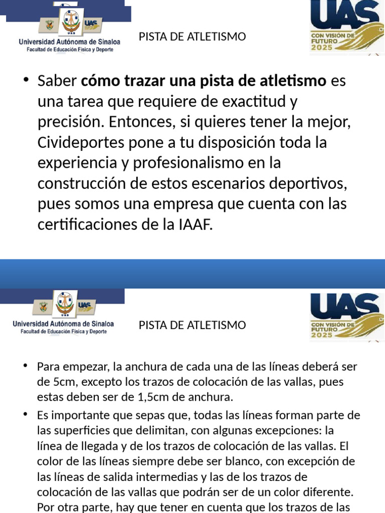 Normas para Trazar Pista de Atletismo | PDF | Deporte del atletismo