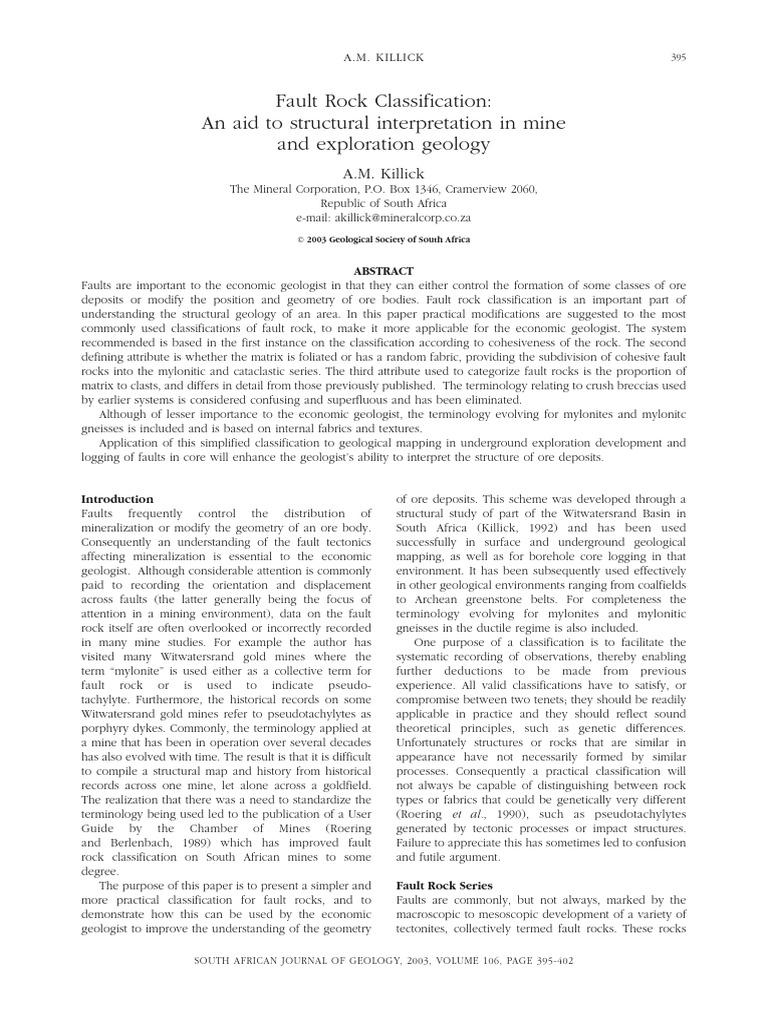 Mylonite Classification for Economic Geology | PDF | Fault (Geology ...
