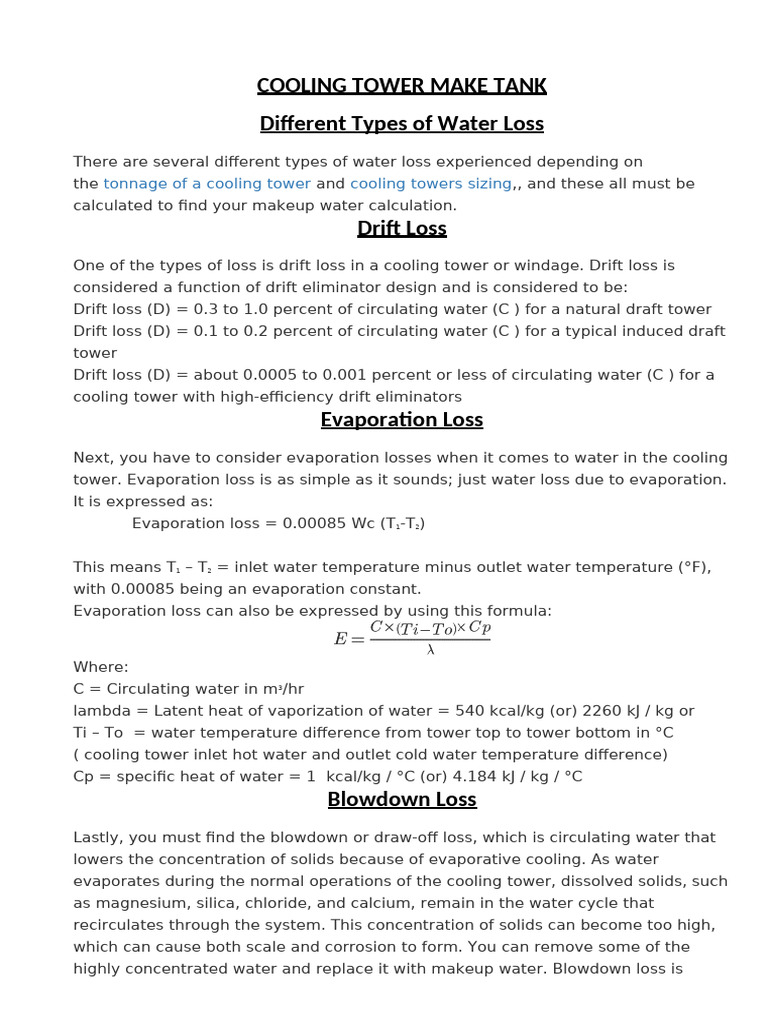 Cooling Tower Make-up Tank | PDF | Water | Evaporation
