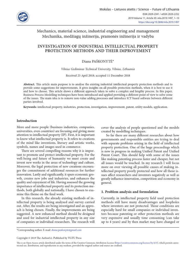 Investigation of Industrial Intellectual Property | PDF | Patent ...