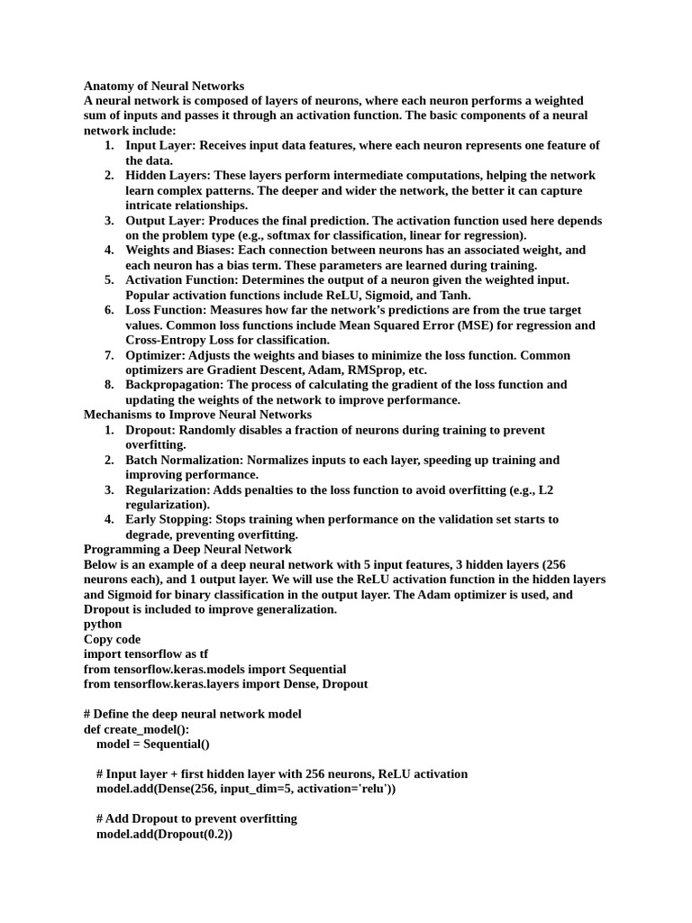 Anatomy Of Neural Networks Pdf Artificial Neural Network Applied