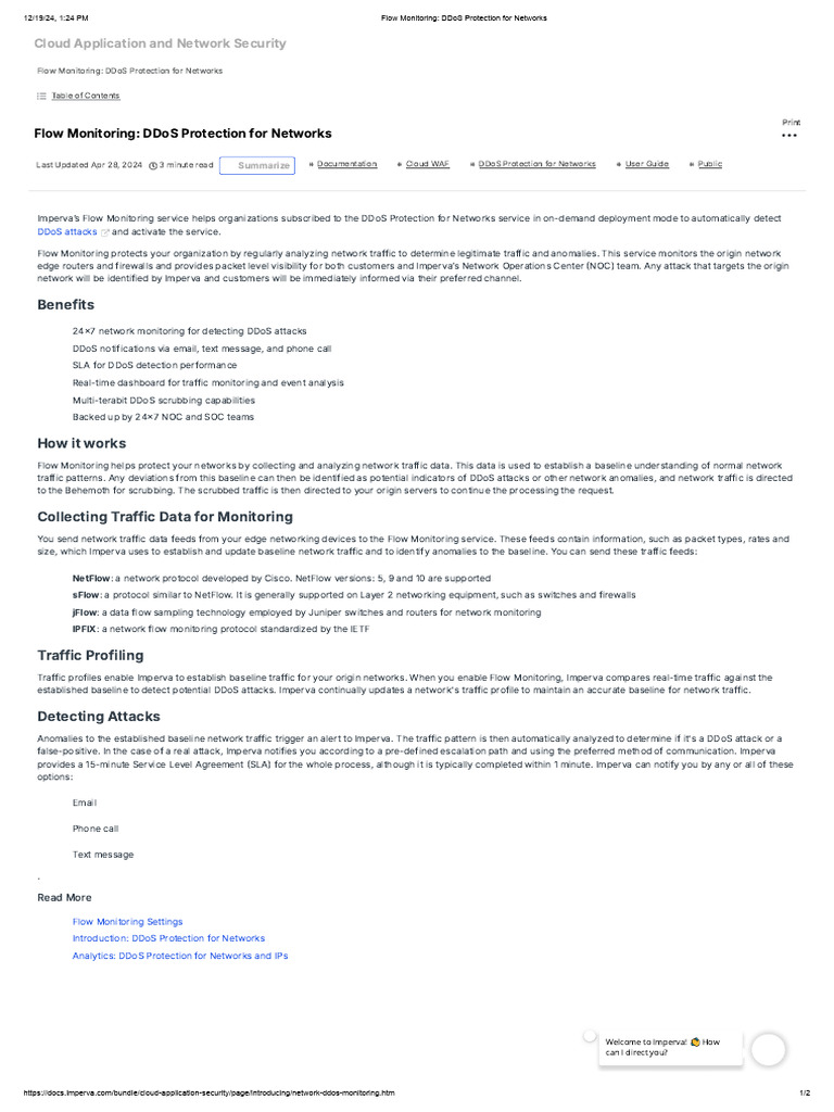 Flow Monitoring - DDoS Protection For Networks | PDF | Denial Of ...