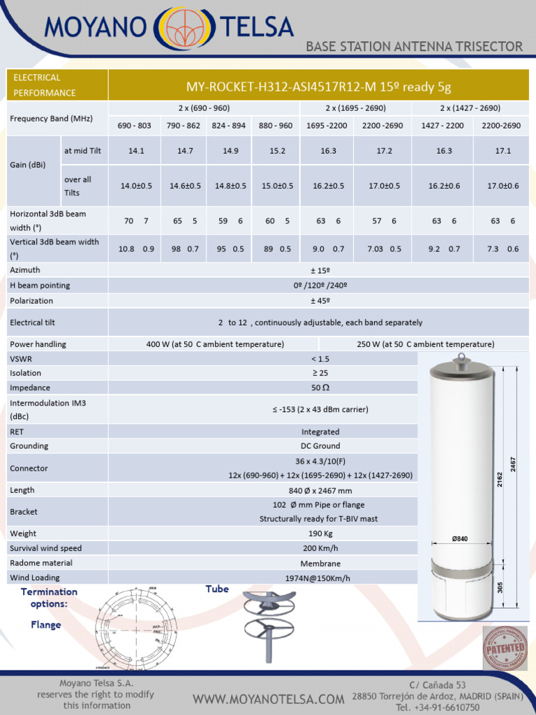 MY-ROCKET-H312-ASI4517R12-M 15º Ready 5G | PDF | Antenna (Radio) | Wireless