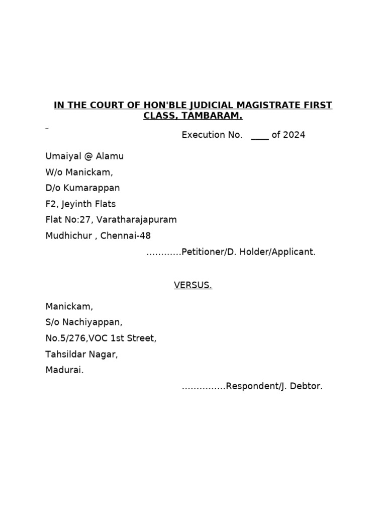 Execution Petition Us 125 CR.P.C | PDF | Affidavit | Courts