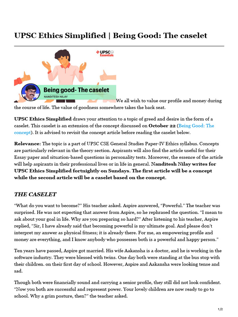 Being Good - The caselet | PDF