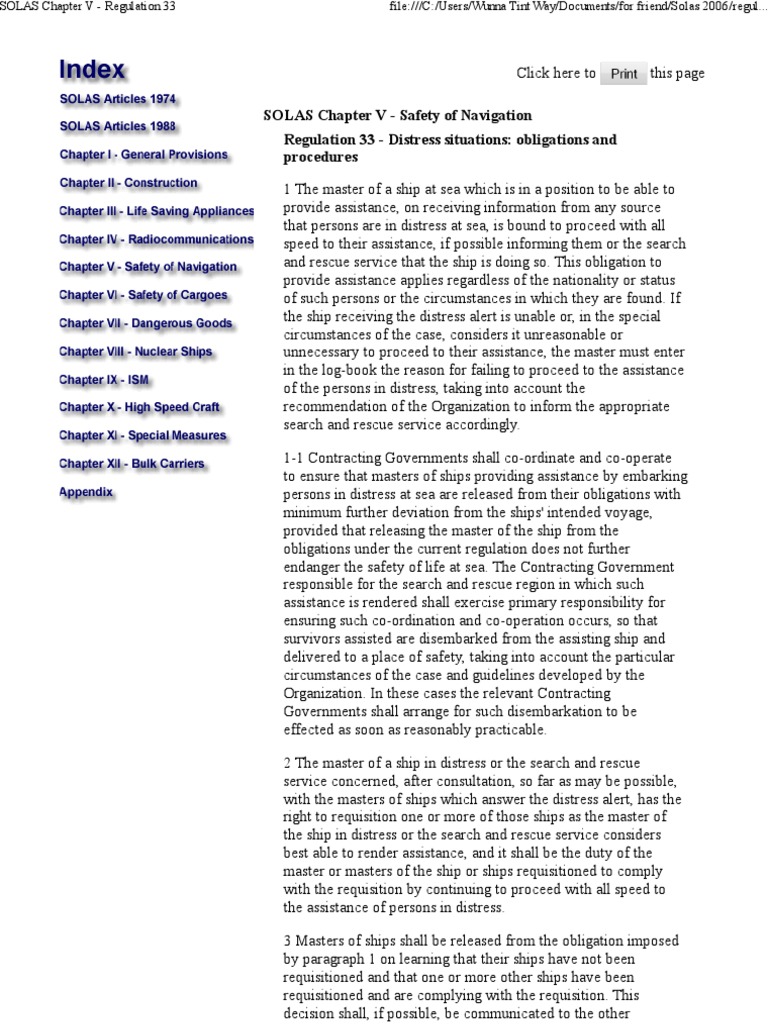 SOLAS Chapter v - Regulation 33 | Search And Rescue | Ships