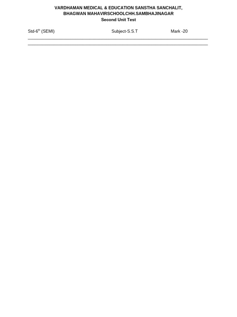 Sarika Mam 6th SEMI Sst BLANK | PDF