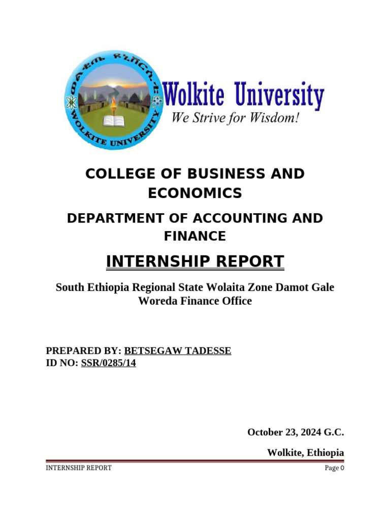 Internship Insights at Damot Gale Finance | PDF | Employment | Goal