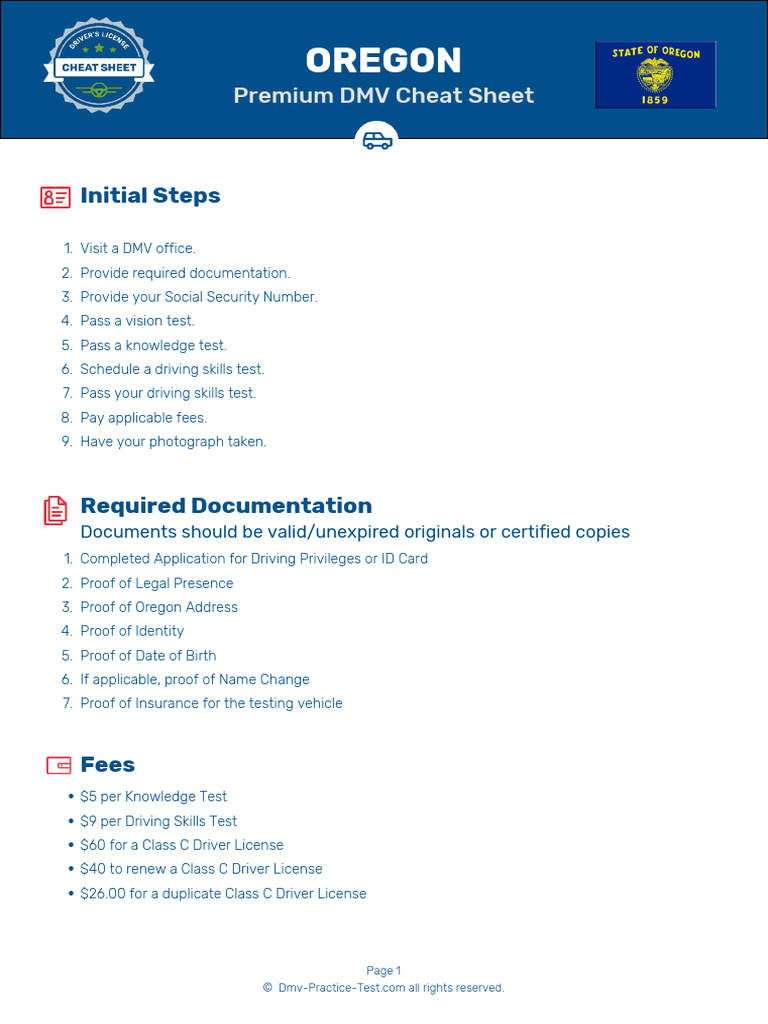 DMV Cheat Sheet Oregon en Car Premium | PDF | Traffic | Traffic Light
