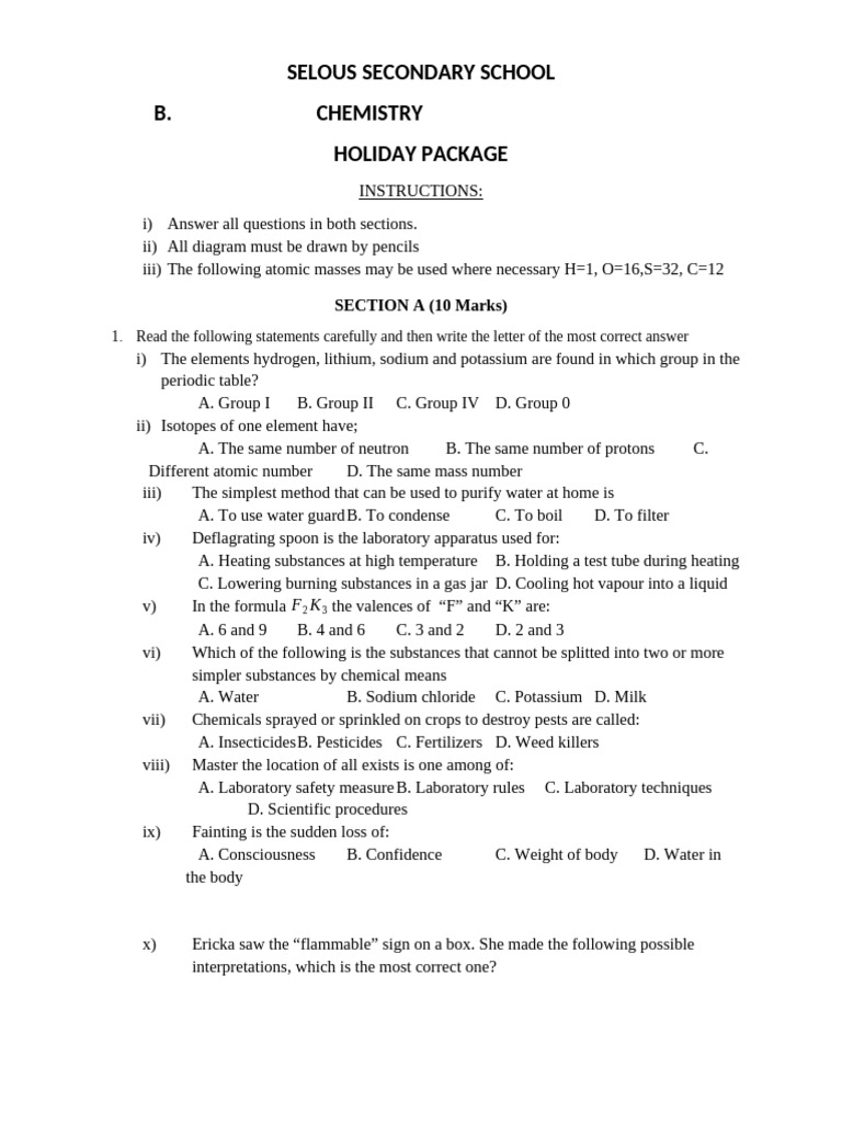 FORM 2 CHEMISTRY | PDF | Chemistry | Chemical Bond
