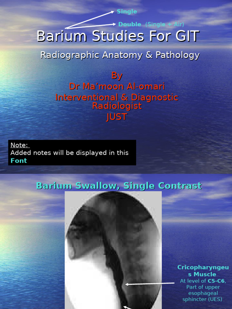 Barium Studies For GIT | PDF | Esophagus | Stomach